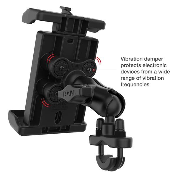 RAM® Quick-Grip™ Pro XL Vibration Damping Phone Mount with U-Bolt Base ...