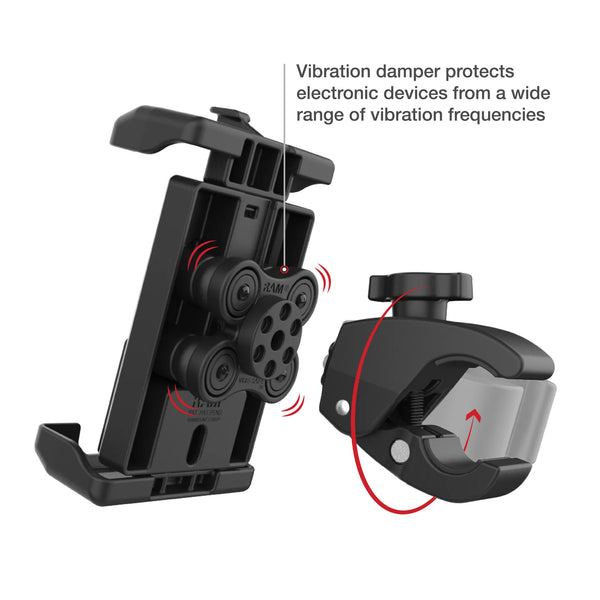 RAM® Quick-Grip™ Pro XL Vibration Damping Phone Mount with Tough-Claw ...