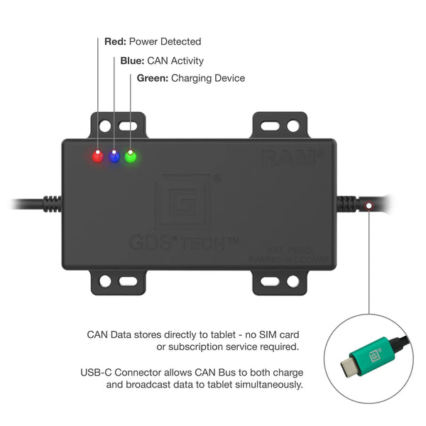 GDS® CAN Bus with FMS Connector - RAM-GDS-CAN-FMSU | OC Mounts